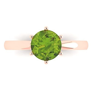 Clara Pucci 1.50 ct Round Cut Solitaire Natural Peridot Engagement Wedding Bridal Promise Anniversary Ring in 18K rose Gold Size 8.25