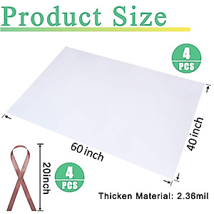 4 Pcs Large Clear Plastic Bags, 40" x 60" Dustproof Large Storage Bags, Moistureproof Giant Extra Luggage Storage Bags for Luggage, Suitcase,Furniture(Include 4 Ribbons)