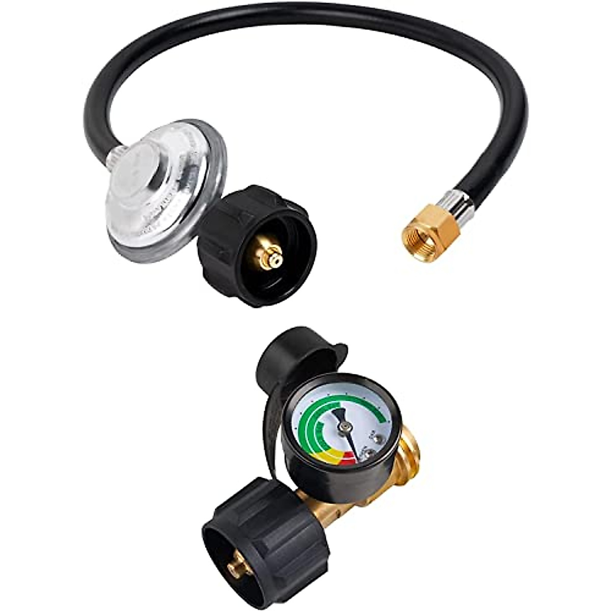 SHINESTAR 2 Feet Universal Gas Grill Regulator and Hose, Comes with an Upgraded Propane Tank Gauge, Fit for Weber, Charbroil, Nexgrill and More