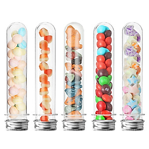 50 Pack 85ML Plastic Tubes with Caps, 150x30mm Plastic Clear Test Tubes for Sample, Scientific Experiments, Party, Candy Storage