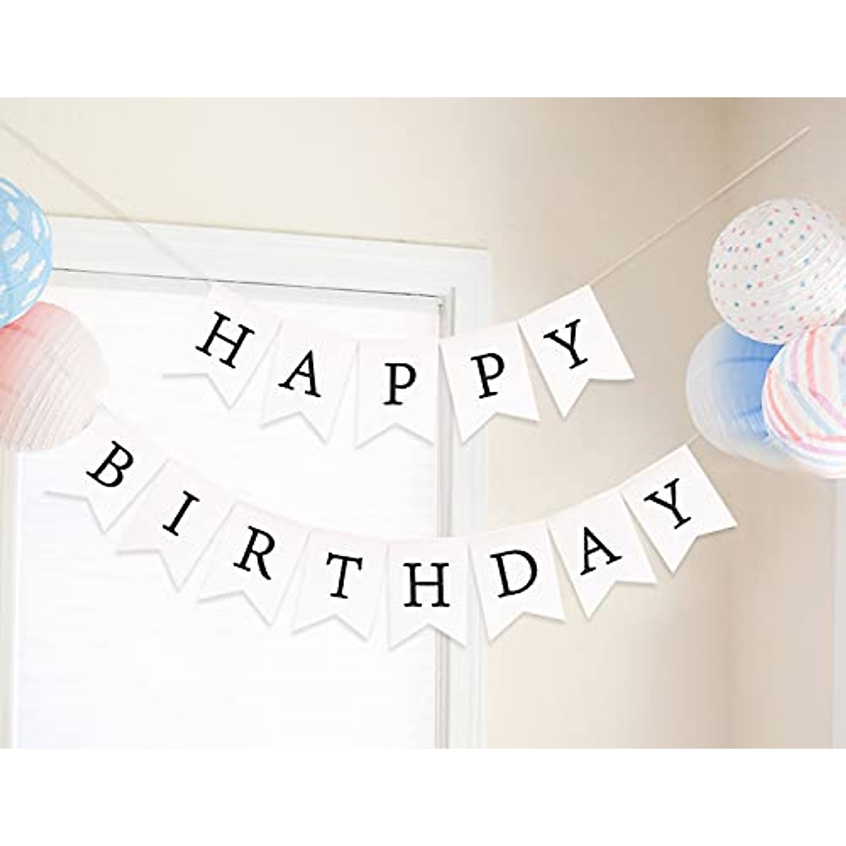 White Happy Birthday Banner - White Linen Banner , Birthday Party Banner Black , Best Birthday Gift , Black and White Birthday Banner , Birthday Party Drop Sign , Party Photo Backdrop