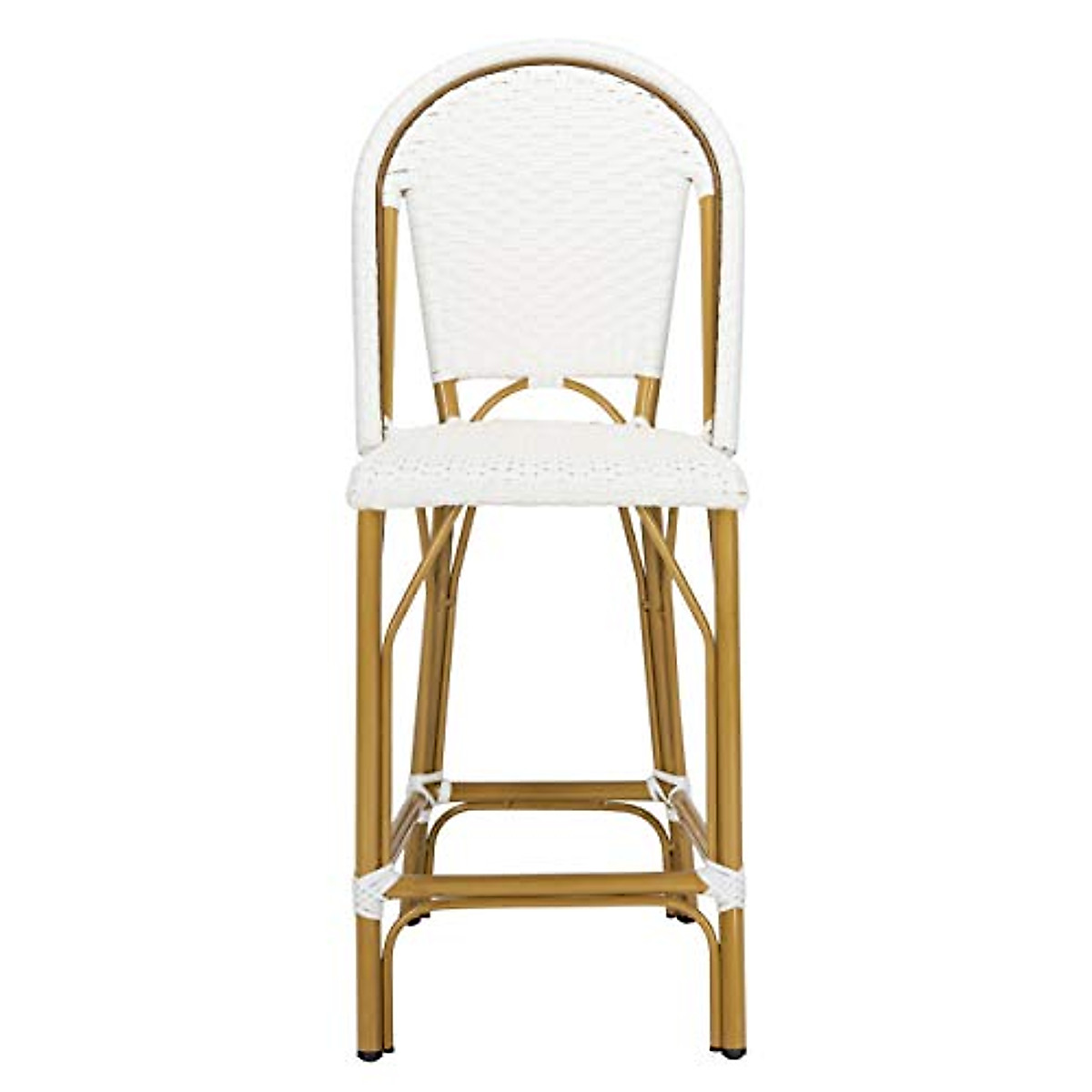 SAFAVIEH PAT4019A Collection Gresley Navy and White Indoor/Outdoor Stacking French Bistro Counter Stool