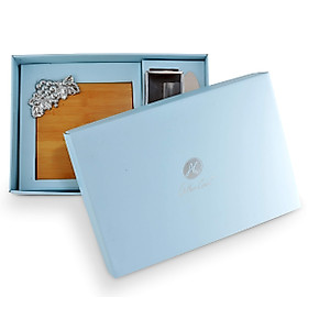 Arthur Court Designs Bamboo Cheese Board with Aluminum Grape Accent Cracker Tray and Spreader 8.5 inch x 8.5 inch board