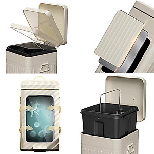 MOOTEK Stainless Steel Step Pedal Trash Can, with Removable Inner Bucket, Bathroom Trash Can with Lid, Step-On Trash Can, Kitchen Trash Can, for Toilet, Bathroom, Kitchen, Living Room (Size : 30L)