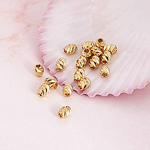 Craftdady 20pcs 18K Gold Fancy Cut Barrel Spacer Beads 4x3mm Metal Tiny Drum Loose Beads for Jewelry Making Hole: 1mm