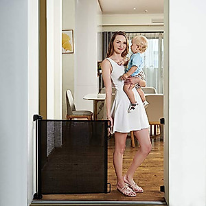 EasyBaby Retractable Baby Gate, 33" Tall, Extends up to 55'' Wide, Black/Child Safety Baby Gates, Pet Retractable Gates for Stairs, Doorways, Hallways, Indoor and Outdoor