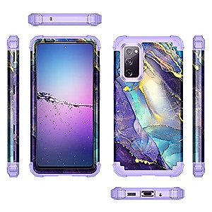 Rancase for Galaxy S20 FE 5G Case,Three Layer Heavy Duty Shockproof Protection Hard Plastic Bumper +Soft Silicone Rubber Protective Case for Samsung Galaxy S20 FE 5G,Purple