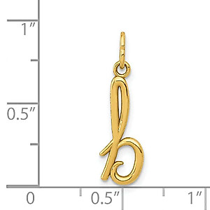 Goldia 14k Yellow Gold Lowercase Cursive Style Letter B Initial Charm 17x7mm