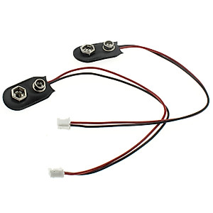 LBTODH 9V Battery Clip Connector 2PCS I-Type 9 Volt Battery Clip 9V Battery Snap to 2-Pin PH2.0 Connector Flexible Buckle Plastic Housing (15CM)