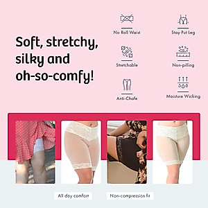 Undersummers Lace Slip Shorts, Shortlette Slip Shorts for Women Under Dress, Thigh Anti Chafing Shorts Women with Full Coverage (XL, Beige)