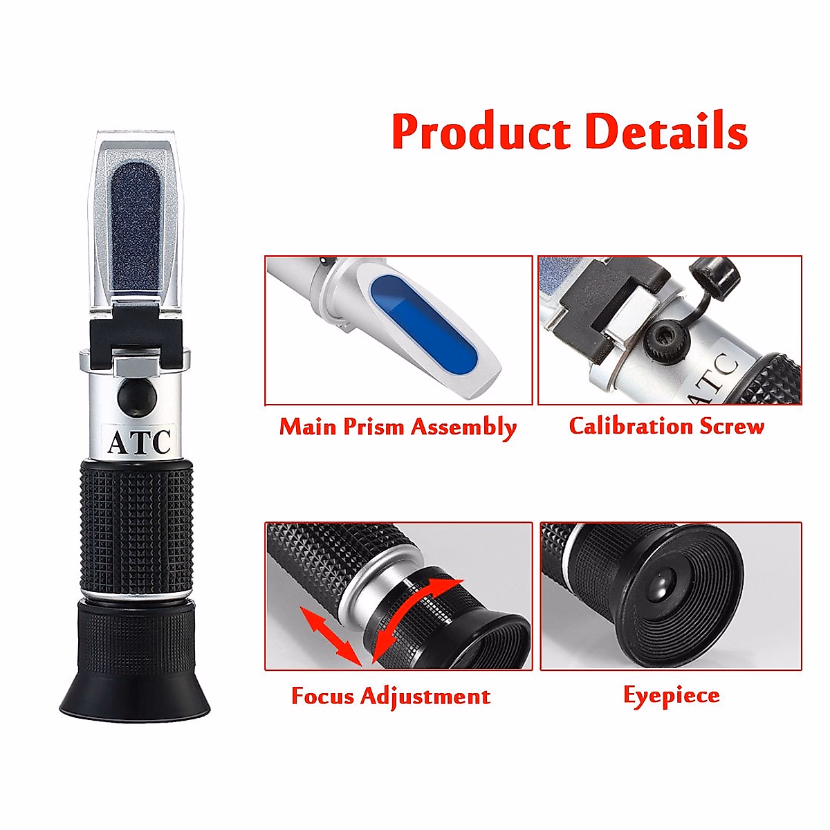 Wine Refractometer,V-Resourcing Hand Held Brix/Alcohol Refractometer with ATC for Wine Making Homebrew Kit, Dual Scale(Brix 0-40%, Alcohol 0-25%)