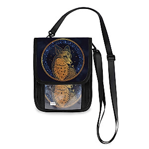 ALAZA Fox Portrait Boho Moon Star Small Crossbody Wallet Purse Cell Phone Bag Rfid Passport Holder with Credit Card Slots