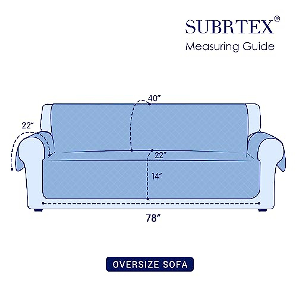 SUBRTEX Sofa Slipcover Reversible Sofa Cover Couch Cover Quilted Slipcover Furniture Protector with Elastic Straps Covers for Living Room Washable Slip Cover for Pets(Oversize Sofa, Blue)