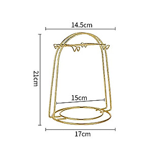 IKASEFU Gold Coffee Cup Holder, Dish and Cup Display Stand Mug Rack Holder Metal Cup Holder Coffee Cup Hanger Rack Tableware Storage Rack Tea Set Cup Hanger Rack for Home Kitchen Desktop (Only Rack)