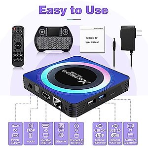 BL Android TV Box 13.0, 2023 Android TV Box X88 PRO 13 4GB RAM 64GB ROM with Mini Wireless Keyboard, WiFi 6 8K TV Box Android RK3528 Quad-Core 2.4G/5G WiFi Bluetooth 5.0 USB 3.0 Android Box