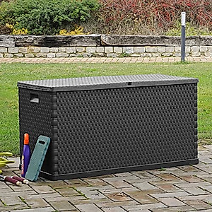 loibinfen Patio Storage Box Anthracite 47.2"x22"x24.8" PP Rattan Patio Garden Outdoor Storage Container for Toys, Furniture Deck box (Weight:24.47 lbs)