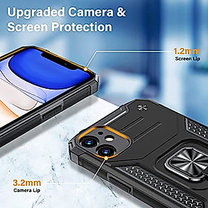 Vakoo Case for iPhone 11 6.1 Inches, with Magnetic Ring Kickstand, Military Drop Protection Rugged Sturdy Cover, Black