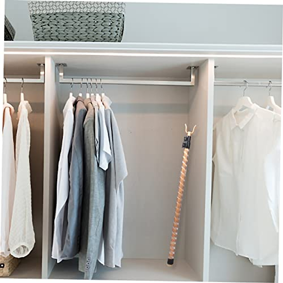 6 Pcs Telescoping Walking Stick Outdoor Hook Outdoor Flowers Closet Pole with Hook Metal Clothes Pole Retractable Clothe