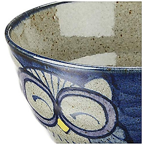 Hasami Ware 83970 Rice Bowl, Large, Hand Owl, Blue