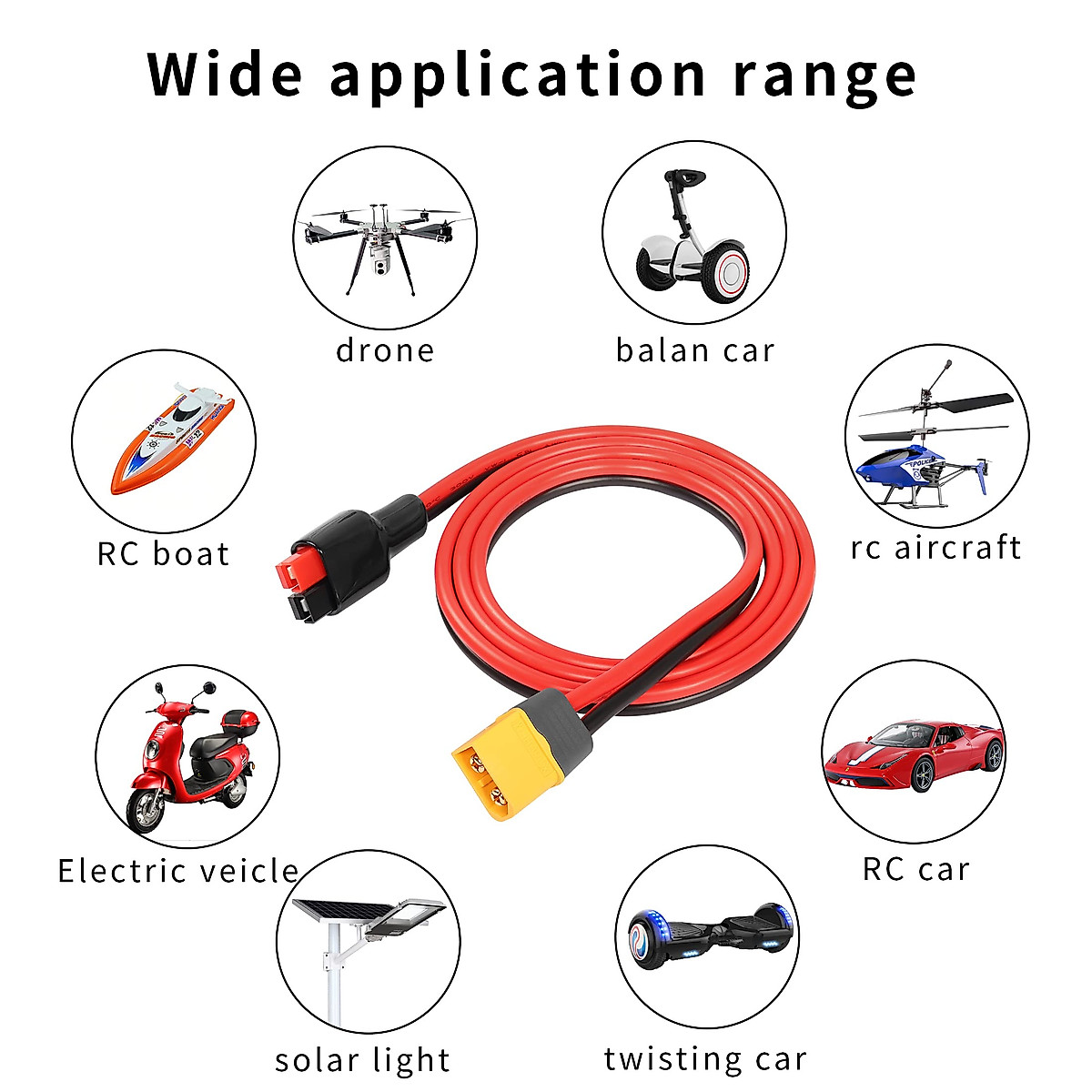 YACSEJAO 12AWG XT60 Male to Solar Panel Connector 1M XT60 to 45A Connector Extension Cable for Outdoor Power Bank RC Lipo Battery Lithium Battery