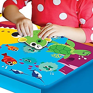 Baby Shark Wood Art Desk and Chair Set with Dry Erase Top and Reusable Vinyl Cling Stickers by Delta Children - Greenguard Gold Certified