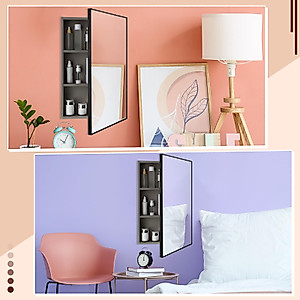 Suzile Medicine Cabinets with Mirror Bathroom Mirror Medicine Cabinet Wall Mounted Framed Recessed Bathroom Medicine Cabinet with Mirror 16 x 24 inch Mirror Cabinet Size (Light Grey,1 Pack)