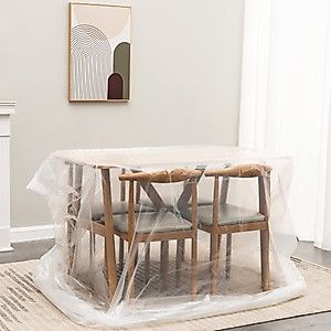 Liyaomix 2-Pack 2 Mil Plastic Drop Cloth for Painting 9ft x 12ft, Heavy Duty Plastic Painters Drop Sheet, Waterproof Plastic Painting Tarp for Floor Covering