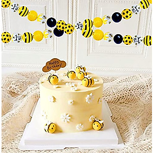 180 Pcs 16mm Bee Wood Beads-Yellow Black White Spring Summer Loose Beads,Bee Honeycomb Wooden Beads for Craft and Jewelry Making,Bee Themed Rustic Beads for Bee Day Tiered Tray Garland Decorations