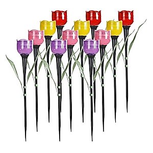 Uonlytech Outdoor Decor Solar Lights Outdoor 12 Pcs Solar Tulip LED Flower Light Lawn Lamp Garden Stake Lights for Patio Pathway Backyard Outdoor Decor Solar Lights Outdoor