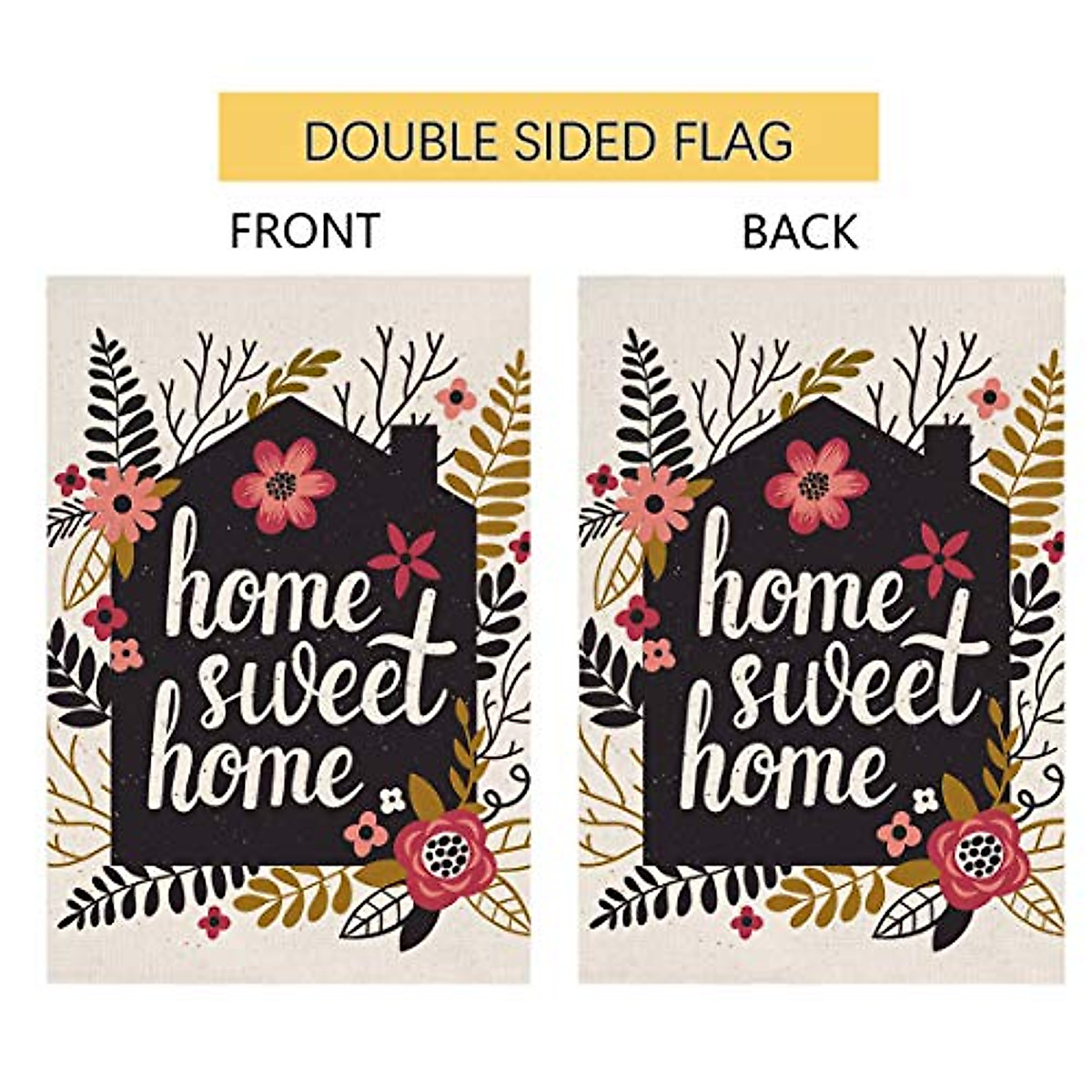BLKWHT Home Sweet Home Garden Flag Vertical Double Sided Spring Summer Yard Outdoor Decorative 12.5 x 18 Inch