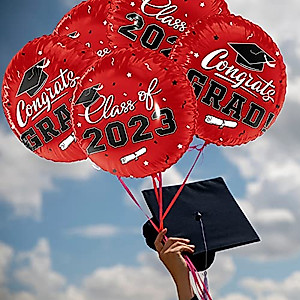 Graduation Party Decorations , Congrats Grad Balloons for 2023 Graduation Party Supplies,12 pcs Class Red Balloons, 17 Inch
