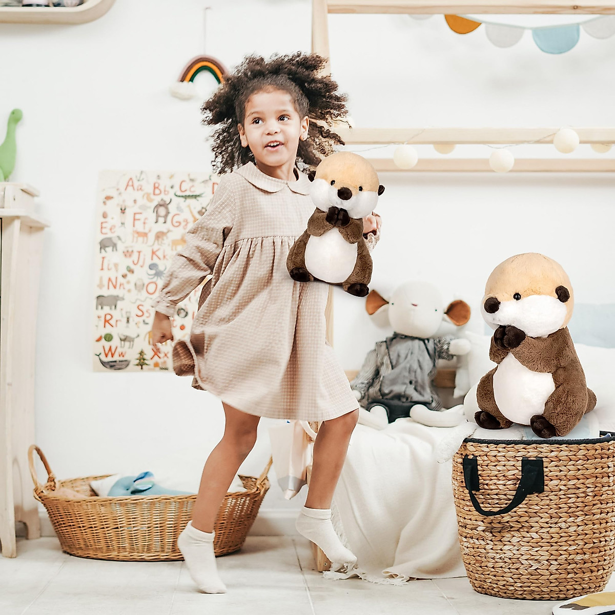 Wanwu World Sea Otter Stuffed Animal 15.7" Cute River Otter Plush Standing River Otter Plush Toy Christmas Birthday Gift for Kids Children Girls Boys