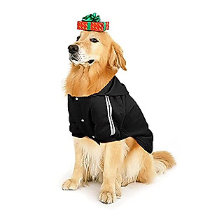 PETLESO Dog Sweater for Large Dog, Warm Cotton Hoodie Sweatshirt for Medium Large Dogs, Black 5XL