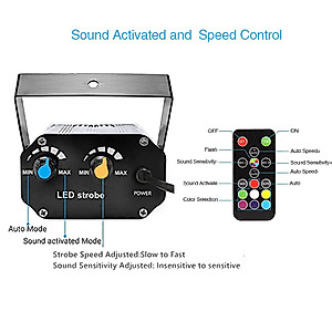 Halloween Strobe Light with Remote, JLPOW Sound Activated Mini Strobe Lights Super Bright 48 RGB LED, Remote Control Flash Stage Lighting, Best for DJ Party Show Club Disco Karaoke