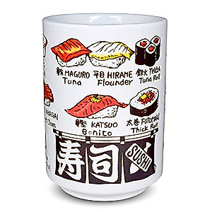 Japanese Yunomi Sushi Tea Cup Mino Ware, Sushi Print