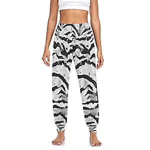 Yasala Harem Pants for Women Tiger Stripes Smocked Waistband Yoga Pants Hippie Palazzo Pants Athletic Workout Pants