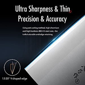 SHI BA ZI ZUO 8-inch Kitchen Knife Professional Chef Knife Stainless Steel Vegetable Knife Safe Non-stick Finish Blade with Anti-slip Wooden Handle