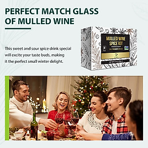 Soeos Mulled Wine Spice Kit, 2.96 oz (0.74 oz*4), Six Premium Spices, Mulled, Wine Spice Kit, Cooking Gadgets Holiday Gifts, Wine Gifts for Women, Christmas Gift Ideas