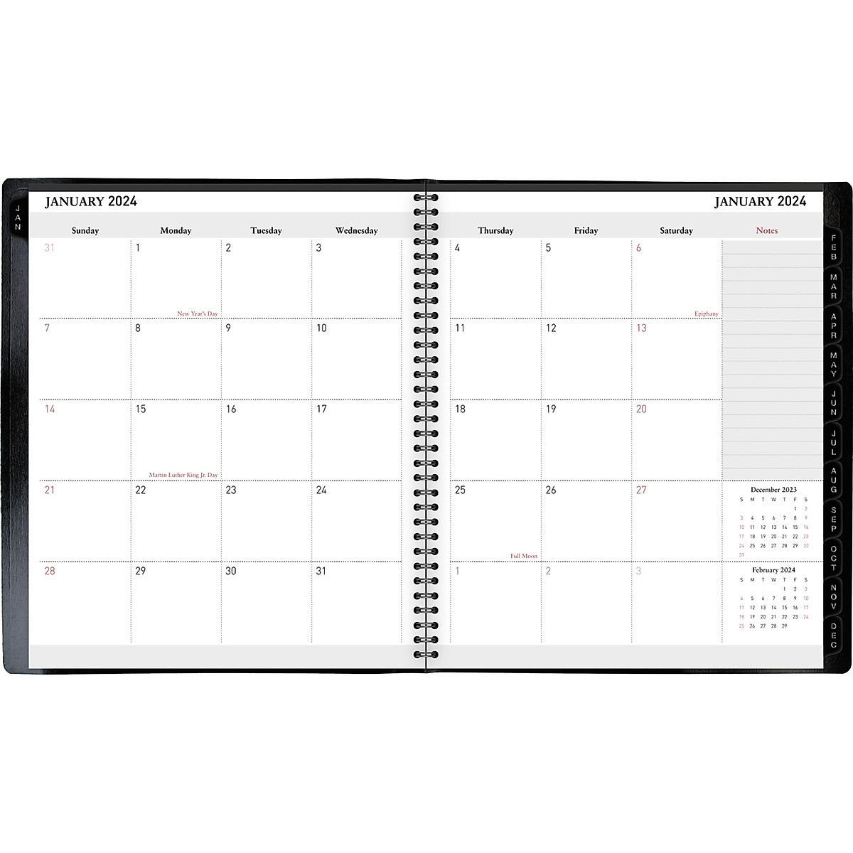 2024 Office Depot® Brand Monthly Planner, 9" x 11", Black, January to December 2024, OD710600