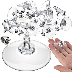 AccEncyc 12 Pack Suction Cup with Screws 1.7" Plastic Suction Pads Clear PVC Sucker Pads with M6 Screw Nut Extra Strong Adhesive Glass Suction Holder