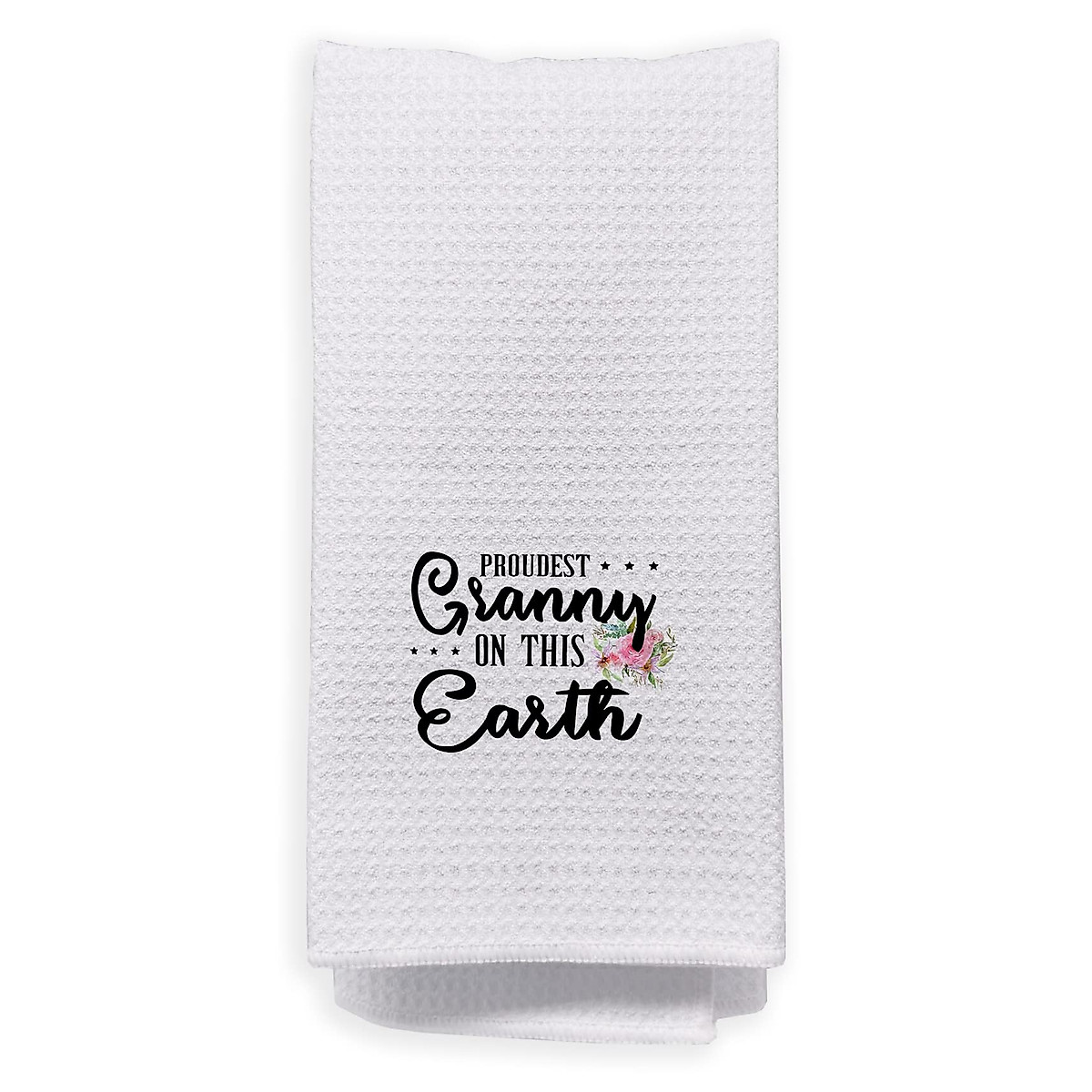 NEGIGA Proudest Granny on This Earth Floral Dish Cloths Towels 24x16 Inch,Best Grandma Decor Decorative Dish Hand Towels for Kitchen Bathroom,Birthday Mother's Gifts for Granny Grandma