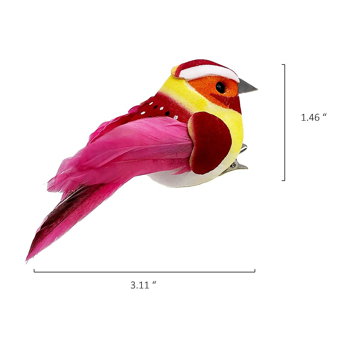 LWINGFLYER 4pcs Artificial Birds Realistic Clip on Bird Ornaments with Feathers for Decoration, Arts & Crafts and Floral Arrangements (Model - 4S05)