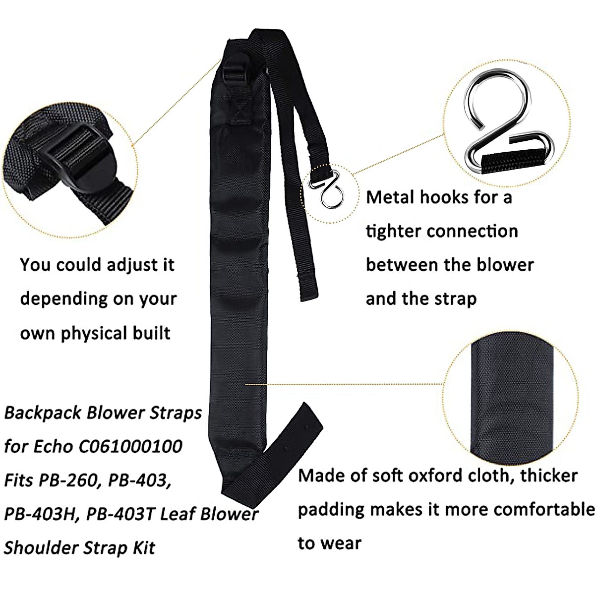 Backpack Blower Straps for Echo Replace C061000100, P021001770, 30030008260, P021001760, 30030008261 Fit Fits PB-260, PB-403, PB-403H, PB-403T Leaf Blower Shoulder Strap Kit