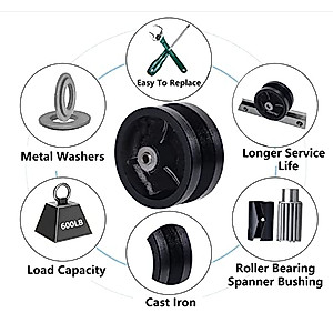 SYRATION 4"x1-1/2" Cast Iron V Groove Caster Wheel with Straight Roller Bearing Capacity up to 600 lbs (1 Black Wheel)