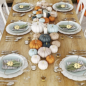 12 Pieces Thanksgiving Table Place Acrylic Fall Plates Grateful Thankful Blessed Place Card Thanksgiving Table Decor Laser Cut Sign Table Settings for Dining Table Decor (Gold, Maple Leaf Style)