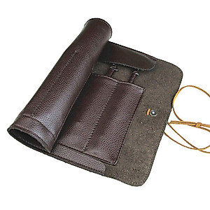 Hemoton 2 Pcs Leather Chef Knife Roll Bag Foldable Knife Culinary Bag Kitchen Knives Holder Organiser Utensils Wrap Bag Makeup Brush Roll Pouch Travel Tool Storage Container