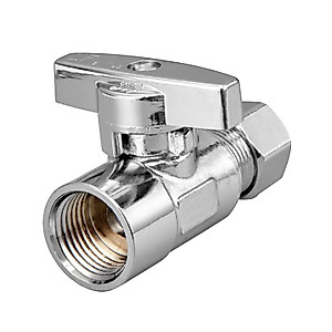 Minimprover 2 Pack Premium Brass Chrome plated 3/8" FIP Female Thread x 3/8 Inch OD Compression Quarter Turn Straight Water Angle Stop Valve Shut Off