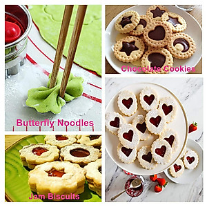 VolksRose Vegetable Fruit Cutters Shapes Set, 6-Pack Linzer Cookie Cutters Stainless Steel, Hollow Sauce Jam Filled Torte Mold Christmas Tool Cake DIY Mousse, Donuts, Fondant and Fruit