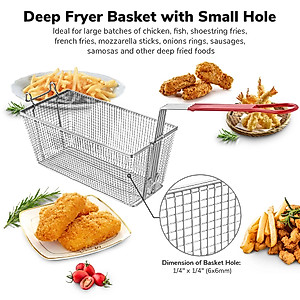 WeChef 2Pcs Deep Fryer Baskets with non-slip Handle 13" x 6 5/16" x 5 7/8" Nickel Plating Heavy Duty Construction Fryer Basket for Commercial Restaurant Roadside Stall Red