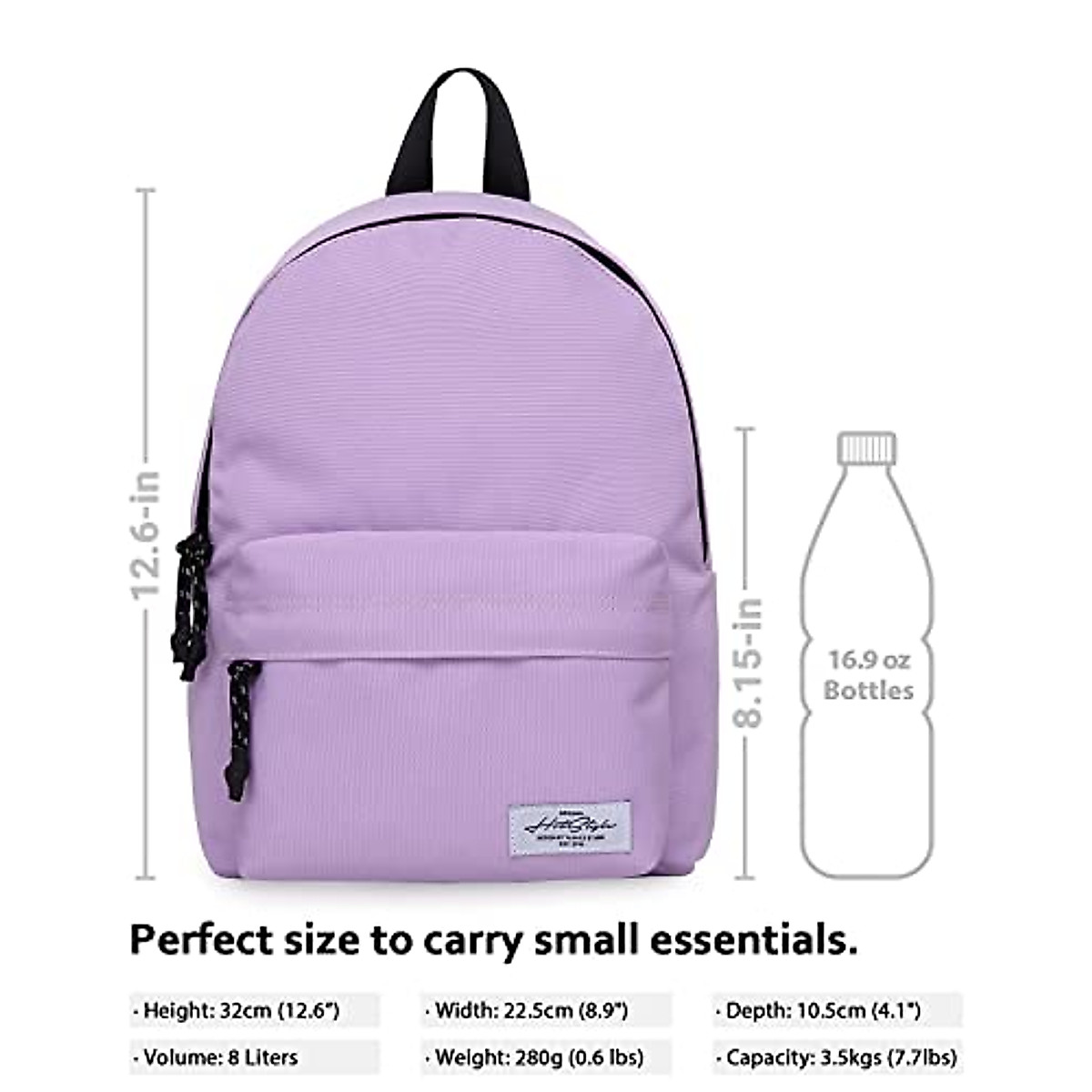 HotStyle SIMPLAY+ Classic Mini Backpack Small Travel Bag, Plain, Light Purple